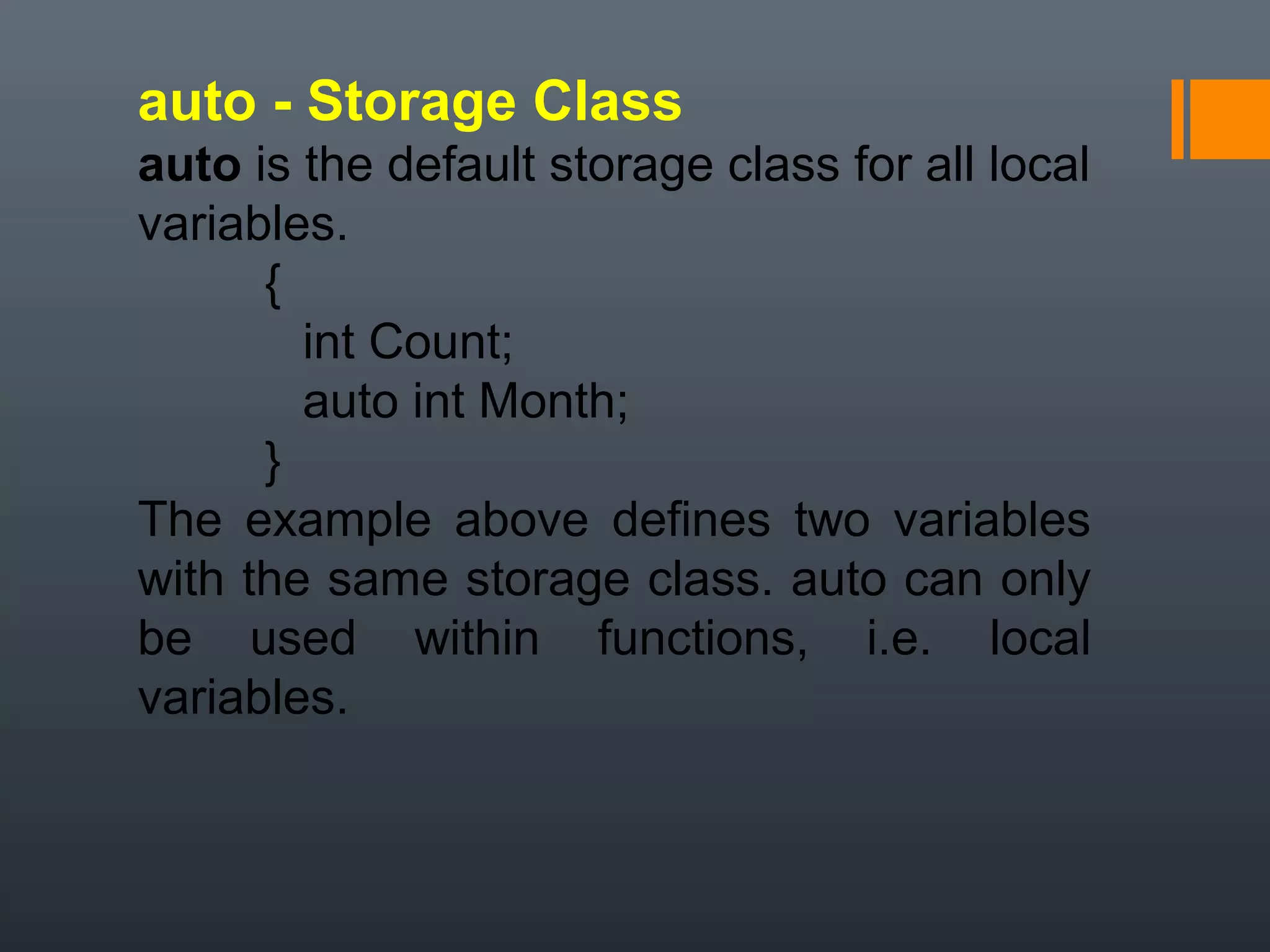 STORAGE CLASSES | PPT