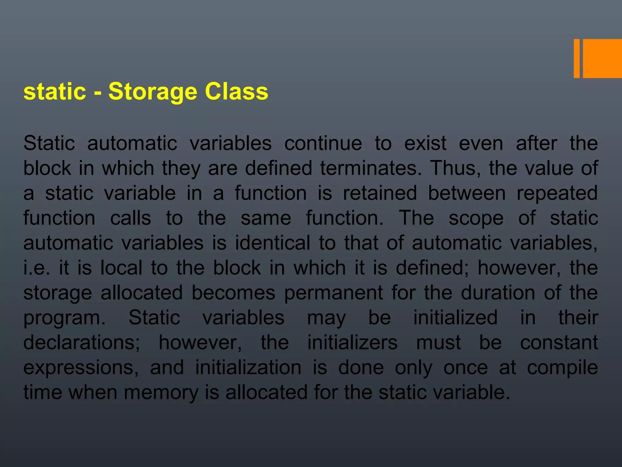 STORAGE CLASSES | PPT