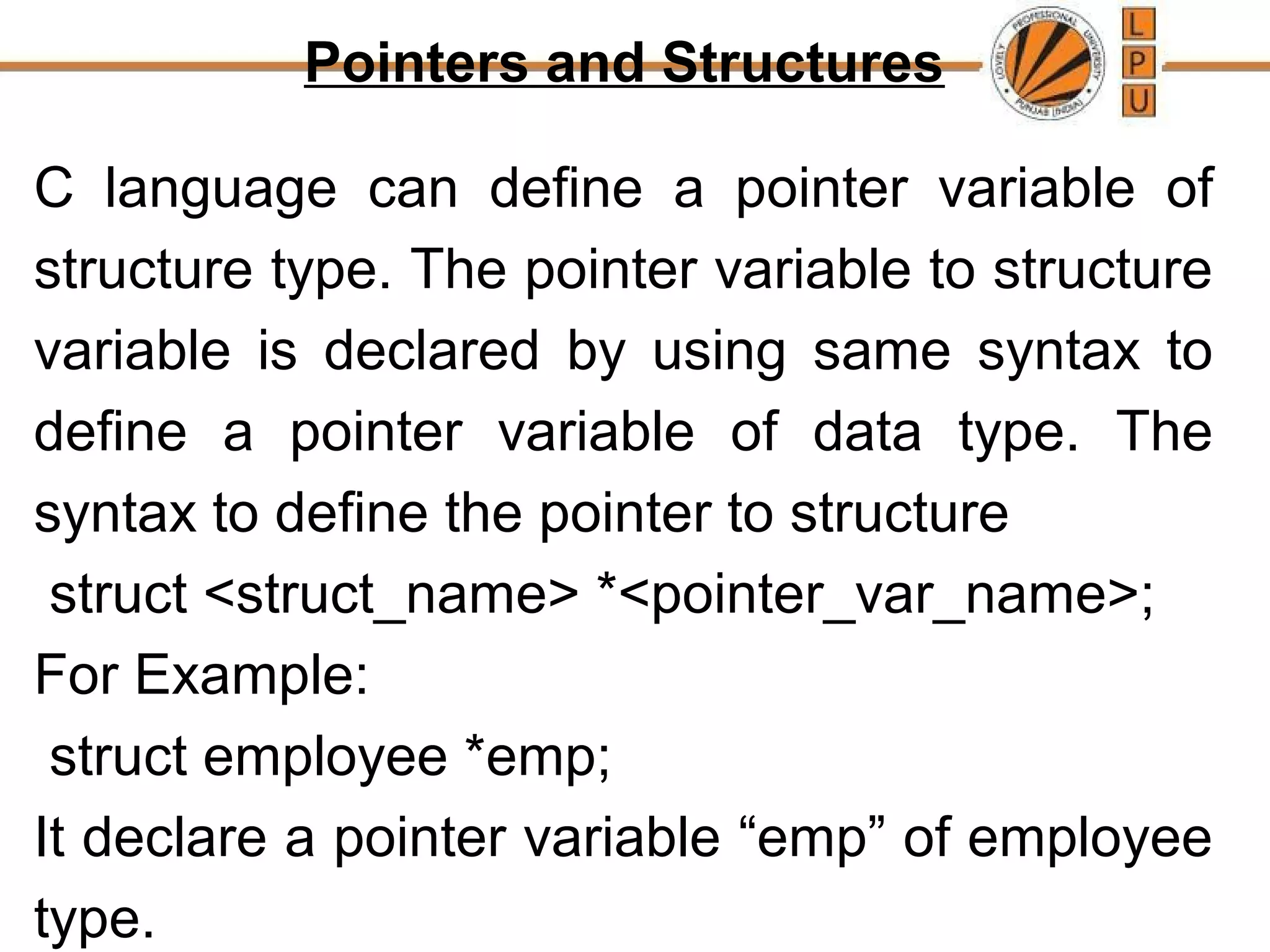 structure and union | PPT | Programming Languages | Computing
