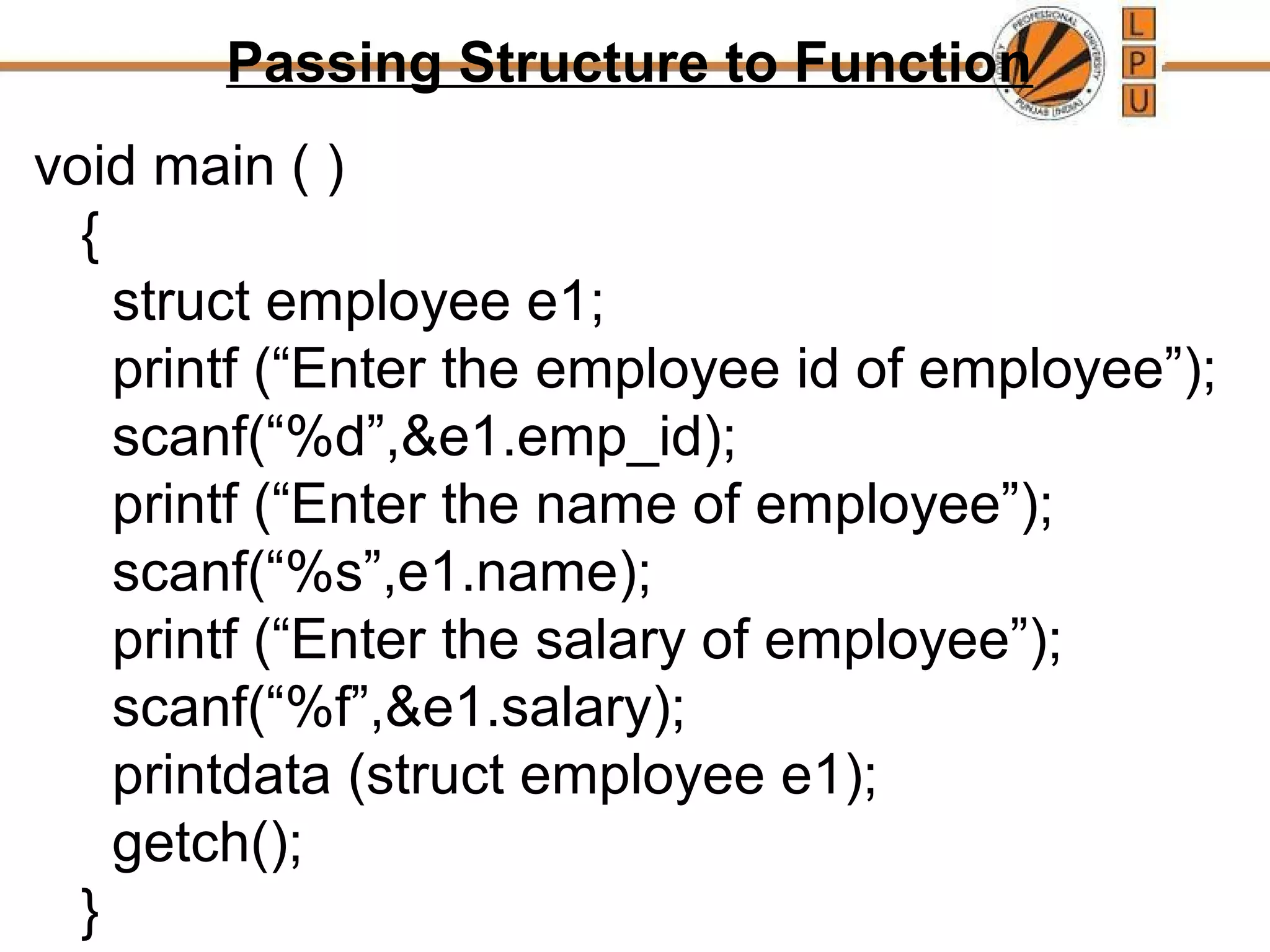 structure and union | PPT | Programming Languages | Computing