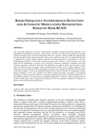 RADIO FREQUENCY INTERFERENCE DETECTION AND AUTOMATIC MODULATION RECOGNITION BASED ON MASK RCNN | PDF