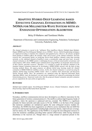 Adaptive Hybrid Deep Learning Based Effective Channel Estimation in MIMO-Noma for Millimeter ...