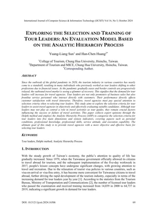 Exploring the Selection and Training of Tour Leaders: An Evaluation Model Based on the Analytic ...