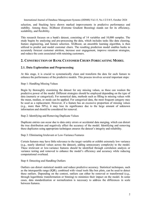 Research on Integrated Learning Algorithm Model of Bank Customer Churn Prediction | PDF