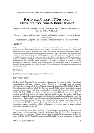 Potential use of IoT Distance Measurement Tool in Boule Sports | PDF ...