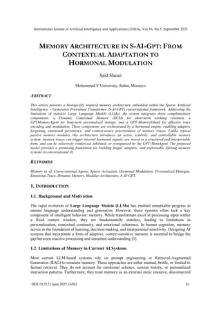 Memory Architecture in S-AI-GPT: From Contextual Adaptation to Hormonal ...