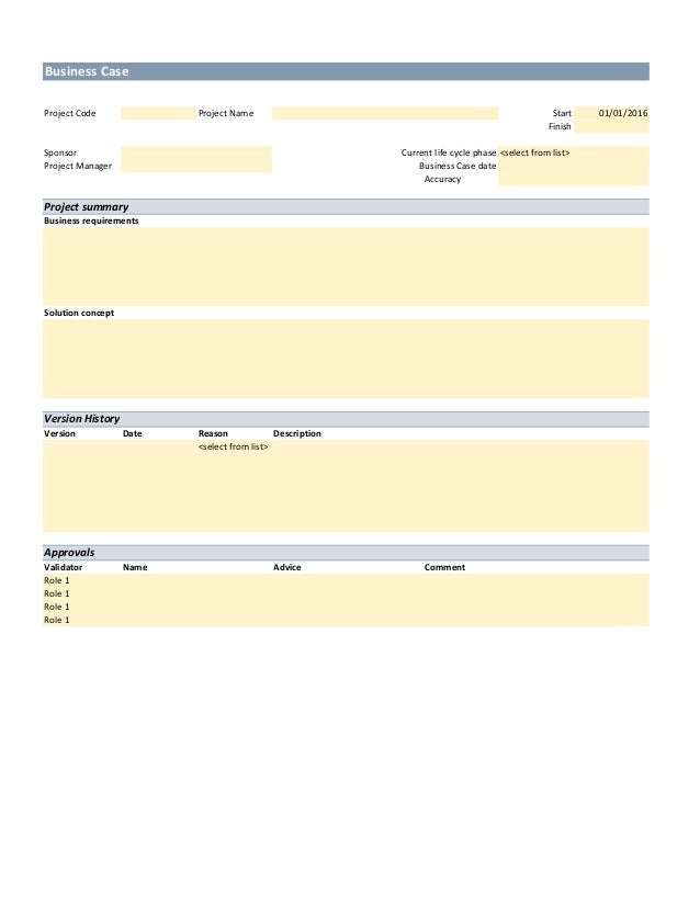 Configurable Business Case Template
