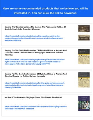 Singing The Classical Voicing The Modern The Postcolonial Politics Of ...