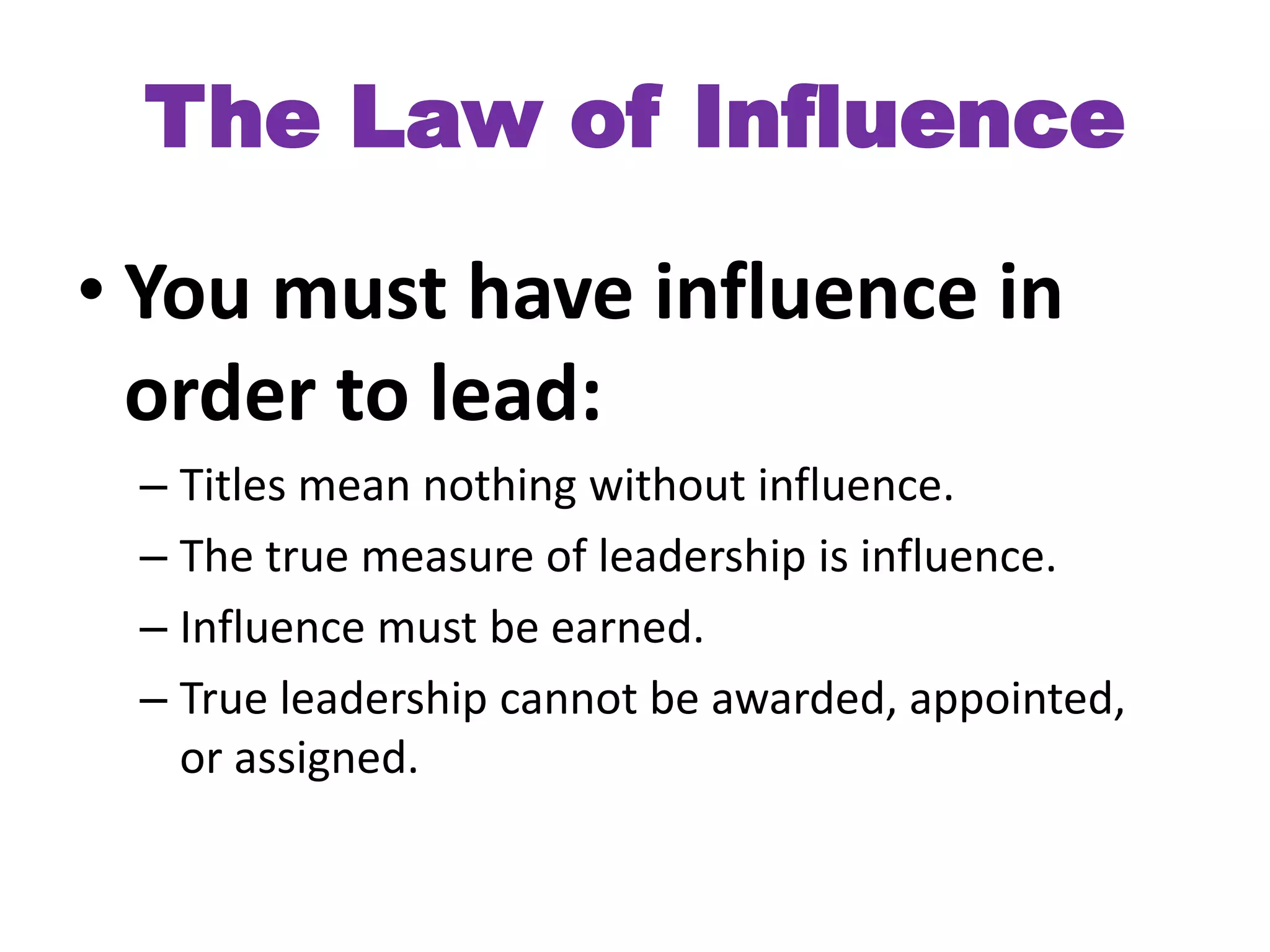 Twenty One Irrefuteable Laws of Leadership | PPTX