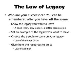 Twenty One Irrefuteable Laws of Leadership | PPTX