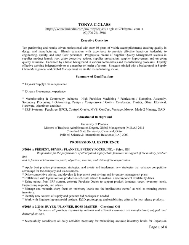 TONYA RESUME 112816 | PDF