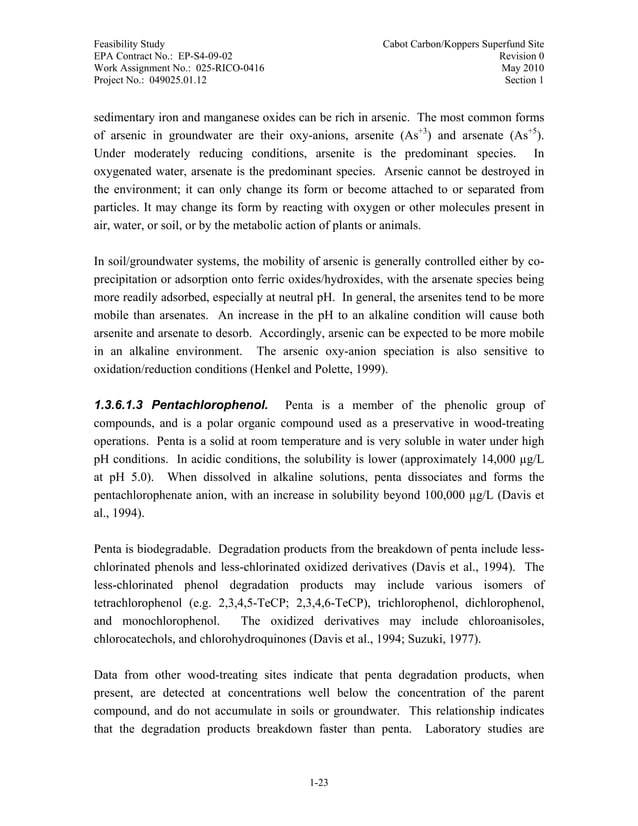 US EPA and Beazer Final Koppers Feasibility Study Rev. 1 5/12/2010 | PDF