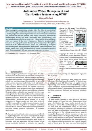 Automated Water Management and Distribution System using DTMF | PDF ...