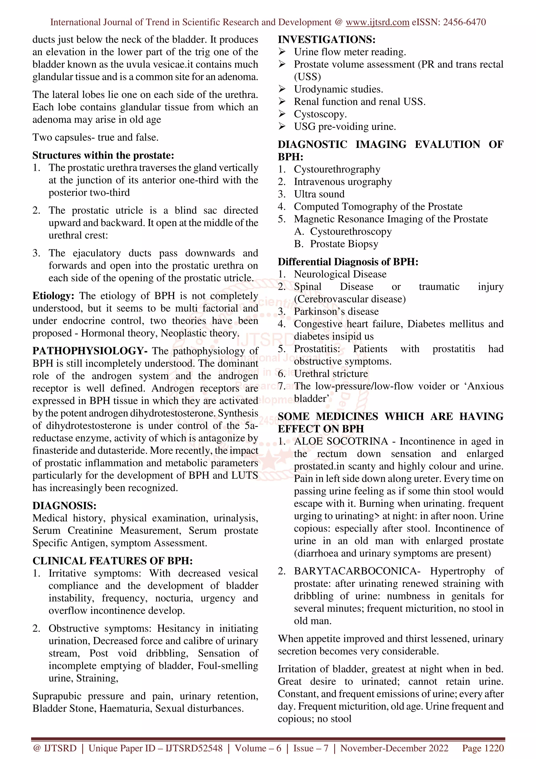 BPH and Its Scope in Homeopathy | PDF