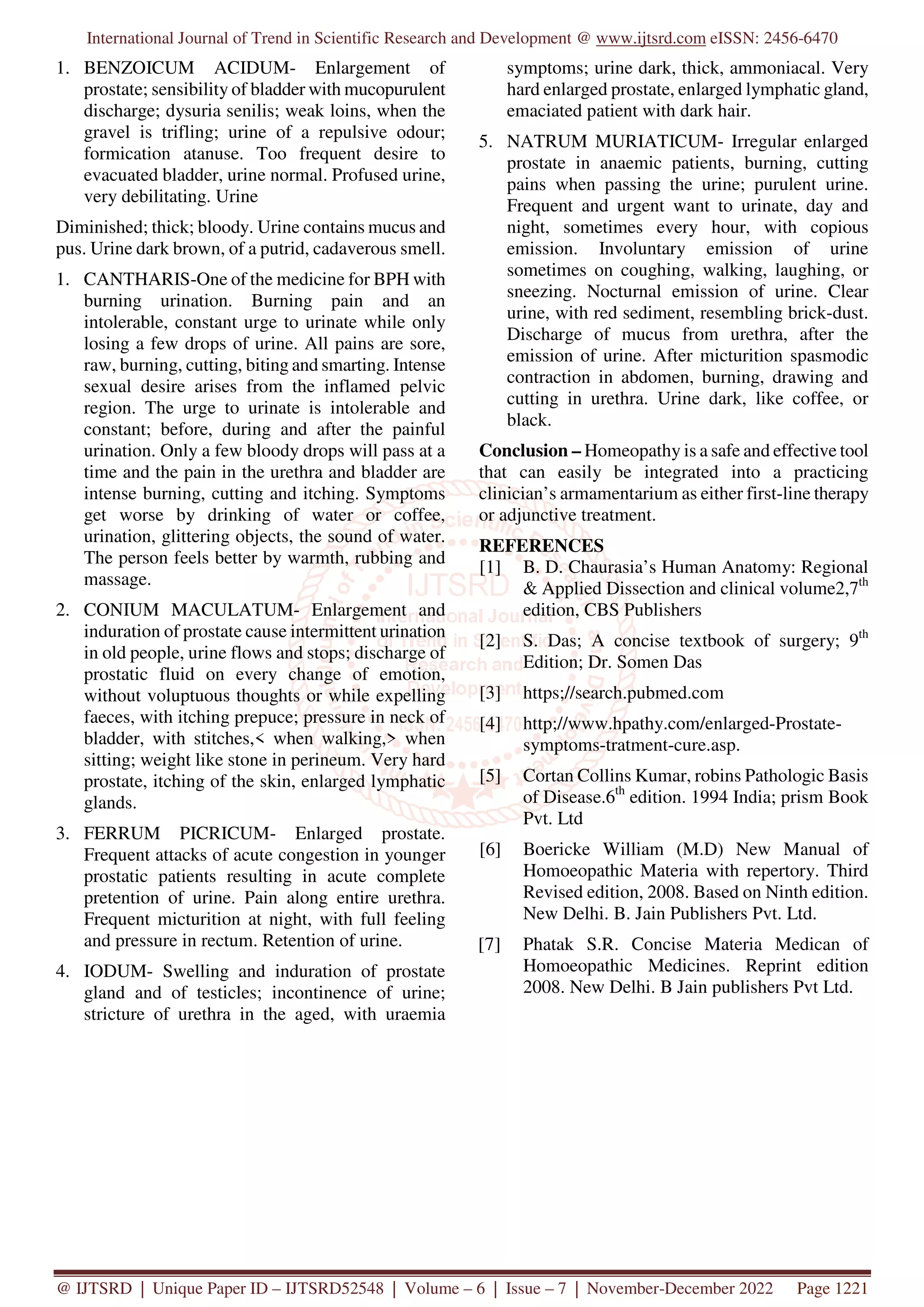 BPH and Its Scope in Homeopathy | PDF