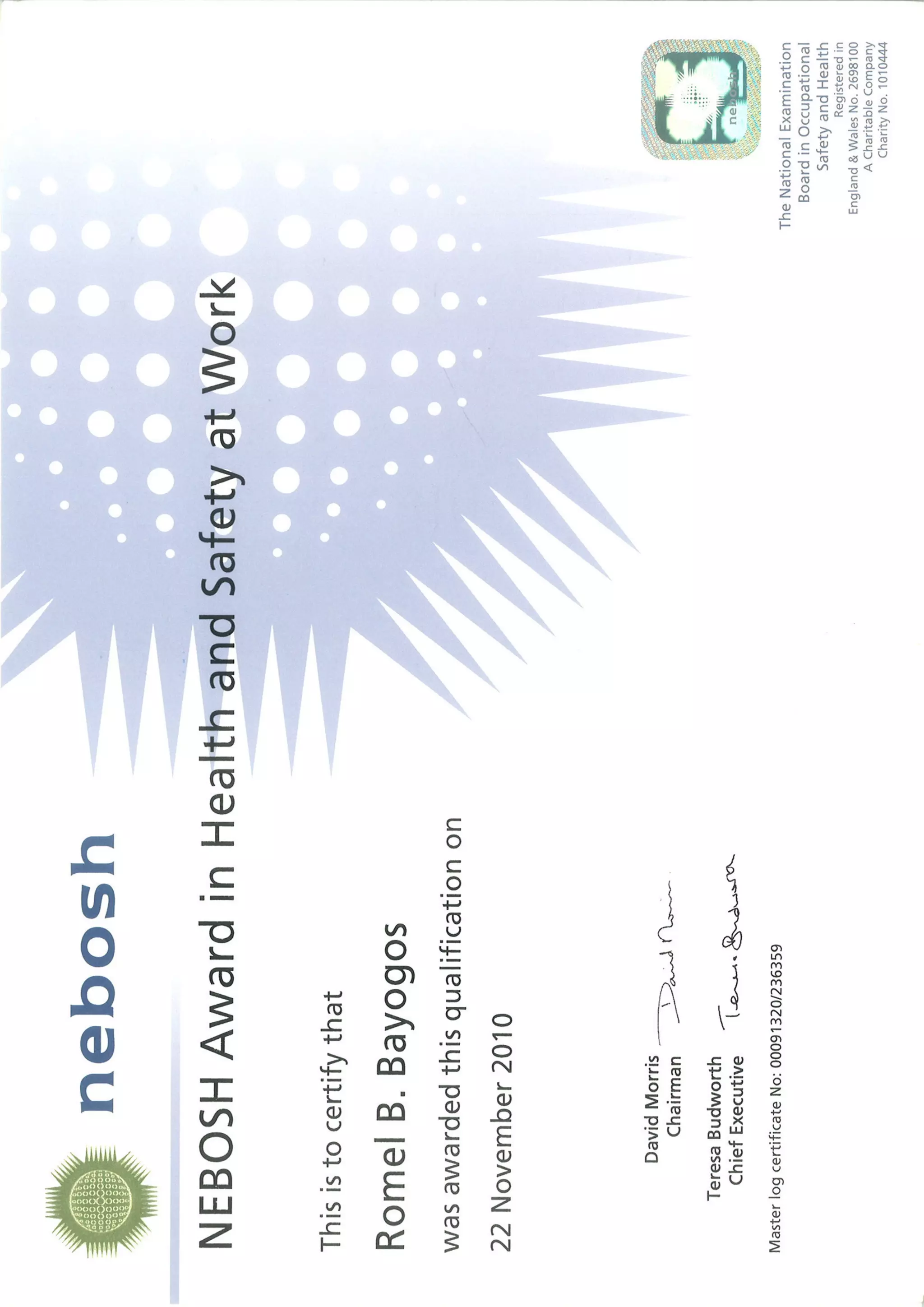 Registered Safety Officer Certificate[1] | PDF