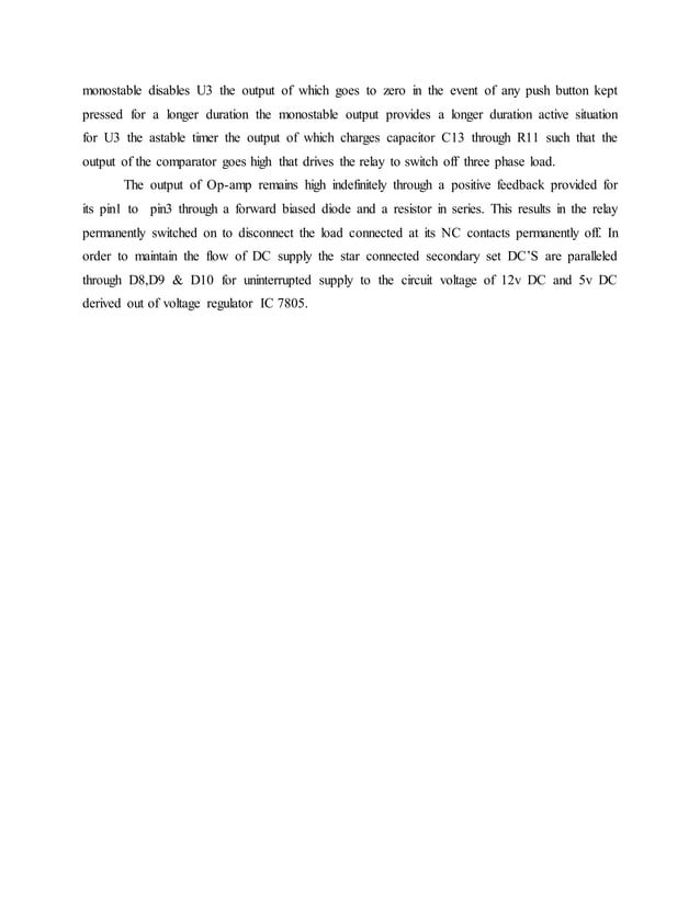 circuit explanation of Three phase fault analysis with auto reset for ...