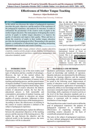 Effectiveness of Mother Tongue Teaching | PDF