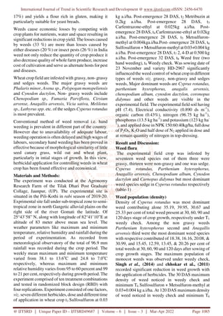 Effect of Post Emergence Herbicides on Growth of Wheat Crop and Their ...