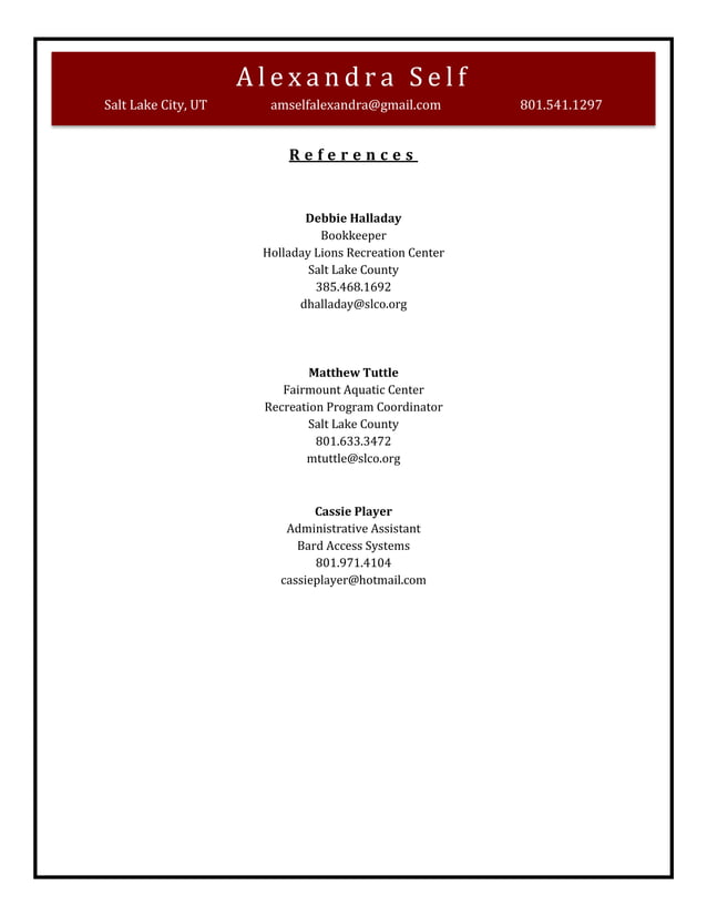 Alexandra Self References color | PDF