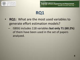 166 - ISBSG variables most frequently used for software effort estimation: A mapping review | PDF
