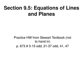 EQUATION OF LINE AND PLANE IN SPACE AND DISTANCE FORMULA | PPT