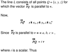 EQUATION OF LINE AND PLANE IN SPACE AND DISTANCE FORMULA | PPT