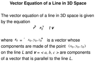 EQUATION OF LINE AND PLANE IN SPACE AND DISTANCE FORMULA | PPT