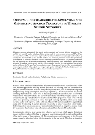 Outstanding Framework for Simulating and Generating Anchor Trajectory in Wireless Sensor ...