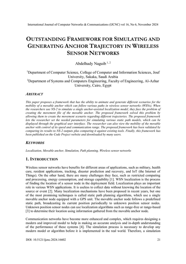 Outstanding Framework for Simulating and Generating Anchor Trajectory in Wireless Sensor ...
