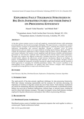 Exploring Fault Tolerance Strategies in Big Data Infrastructures and Their Impact on Processing ...