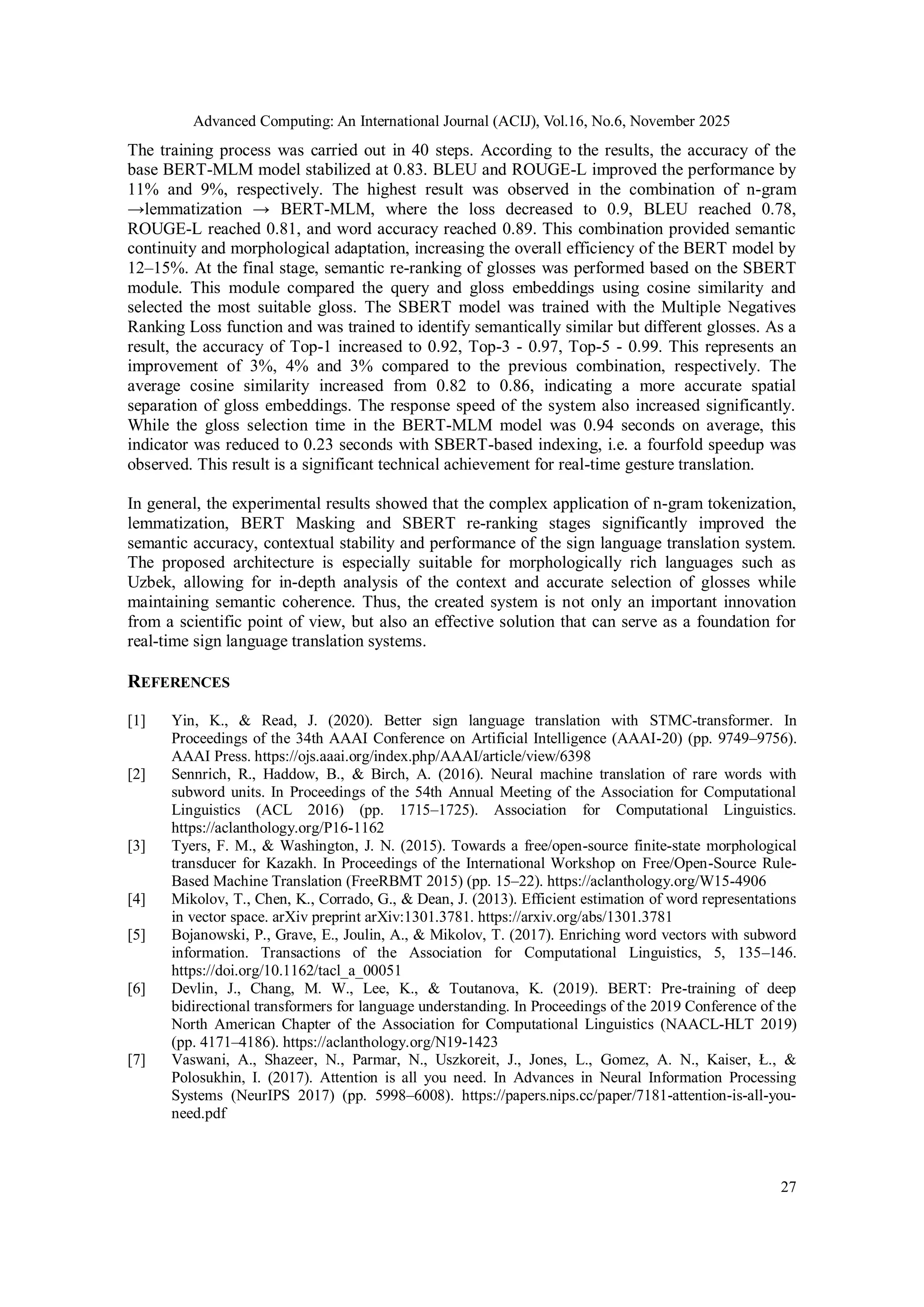 SEMANTICALLY ENHANCED MULTIMODAL NEURAL ARCHITECTURE FOR UZBEK SIGN LANGUAGE TRANSLATION | PDF