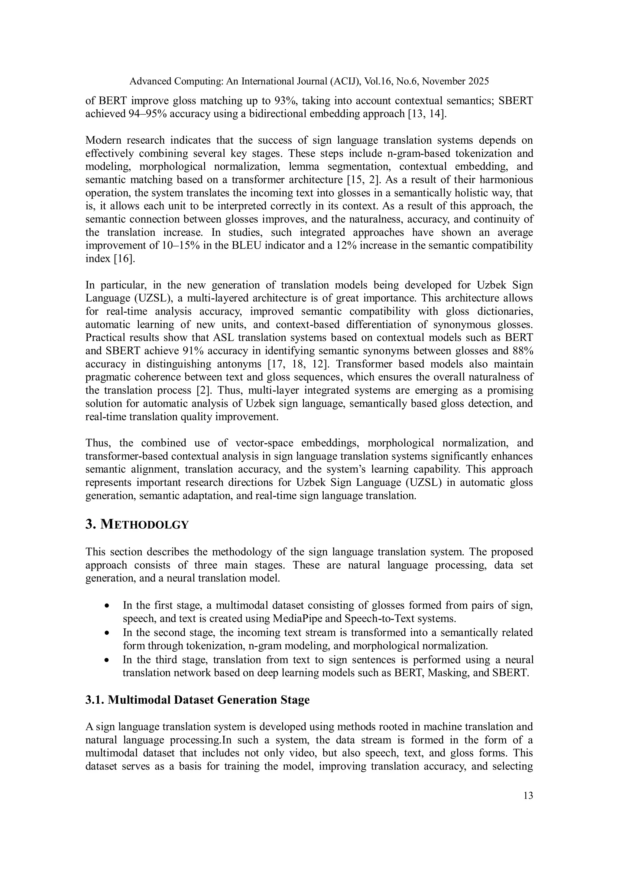 SEMANTICALLY ENHANCED MULTIMODAL NEURAL ARCHITECTURE FOR UZBEK SIGN LANGUAGE TRANSLATION | PDF