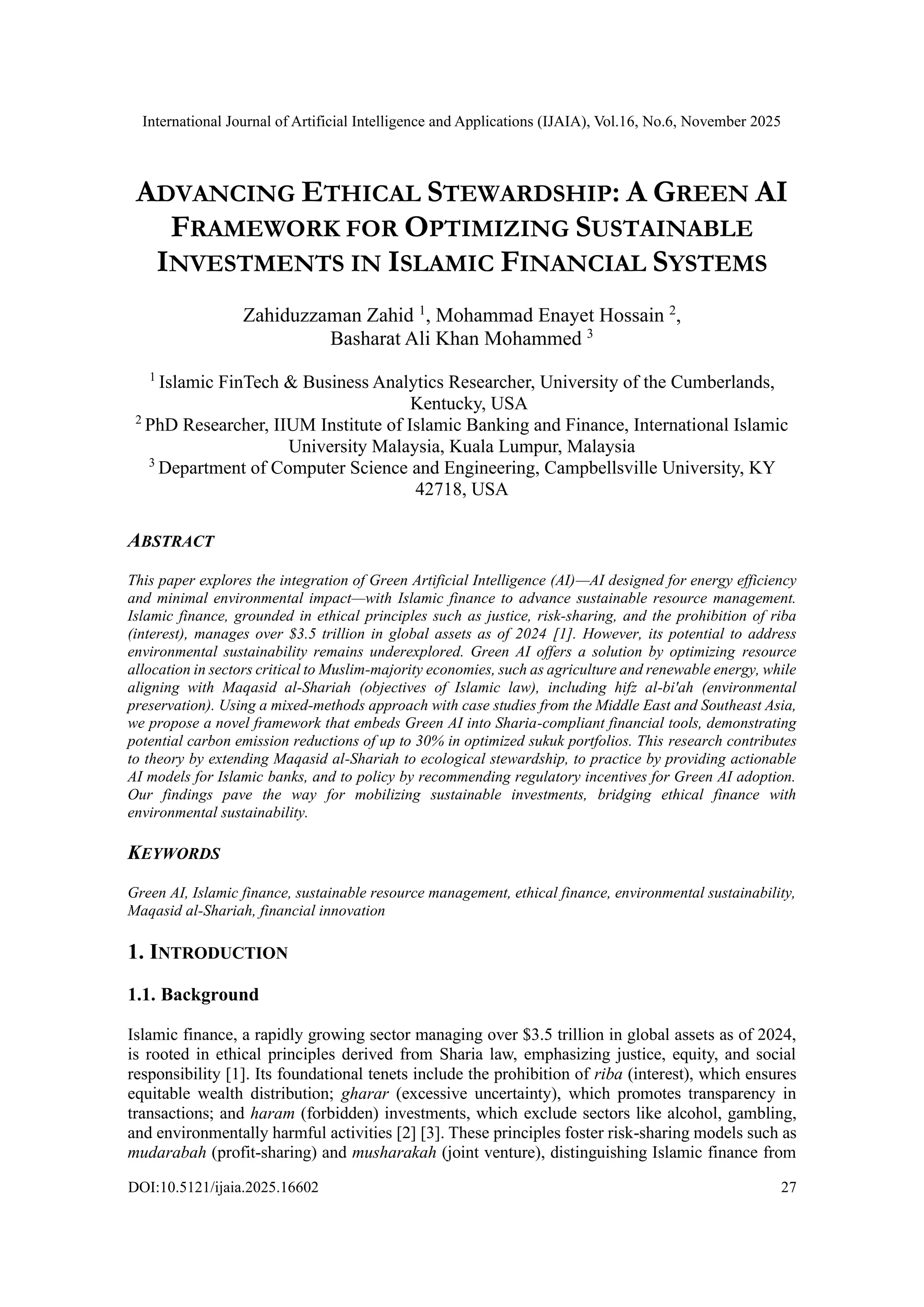 Advancing Ethical Stewardship: A Green AI Framework for Optimizing ...