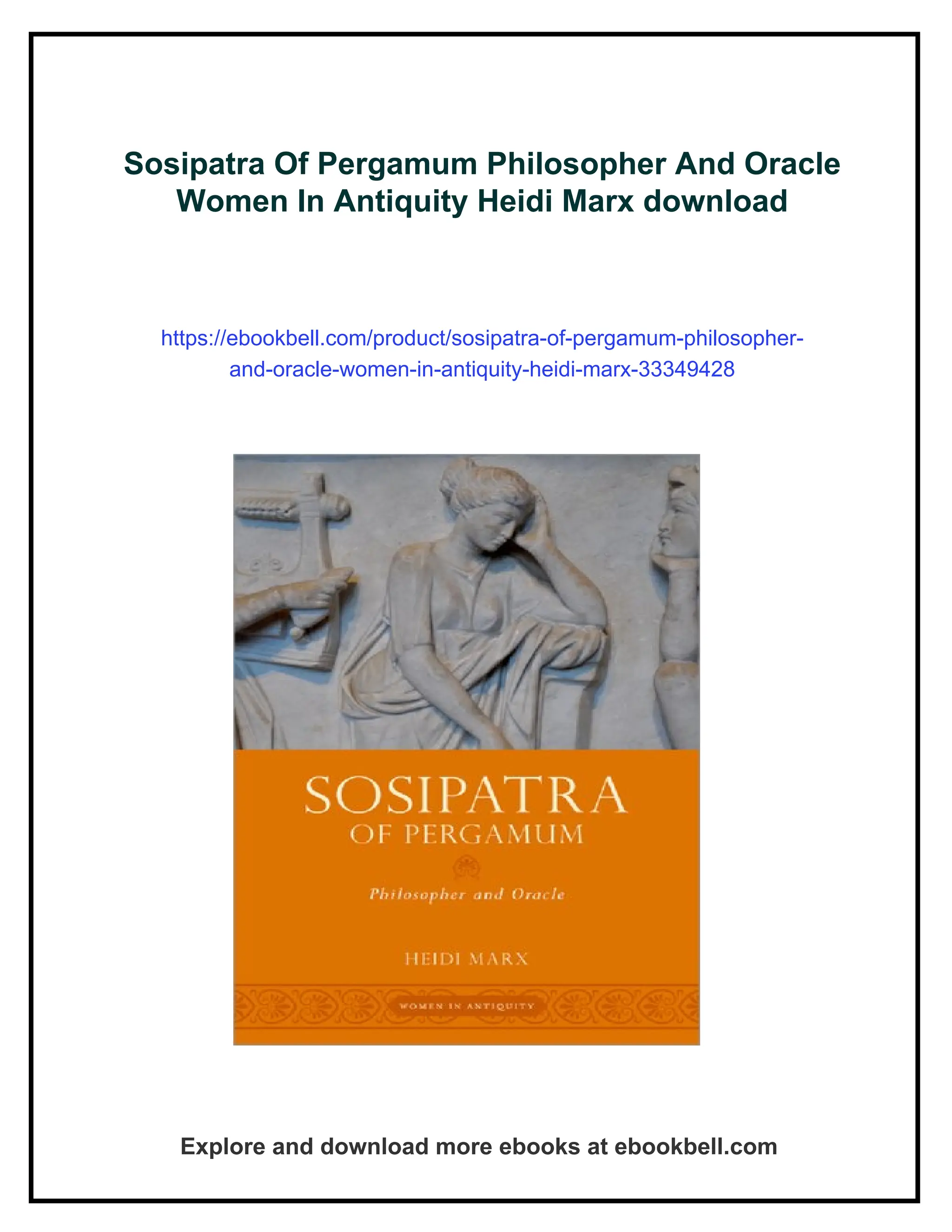 Sosipatra Of Pergamum Philosopher And Oracle Women In Antiquity Heidi ...