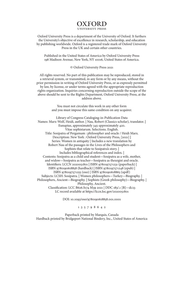 Sosipatra Of Pergamum Philosopher And Oracle Women In Antiquity Heidi ...