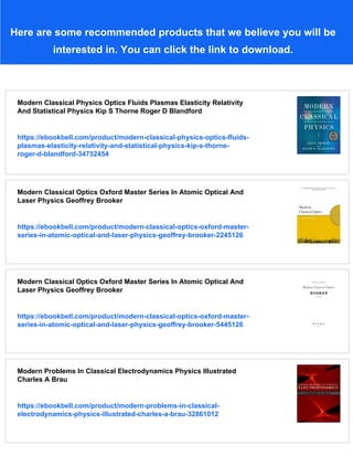 Modern Classical Physics Optics Fluids Plasmas Elasticity Relativity ...