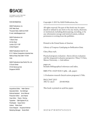 Practical Program Evaluation Theorydriven Evaluation And The Integrated ...
