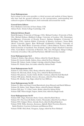 Bradley Greg Folger Great Shakespeareans Volume Ix Cary Dipietro | PDF