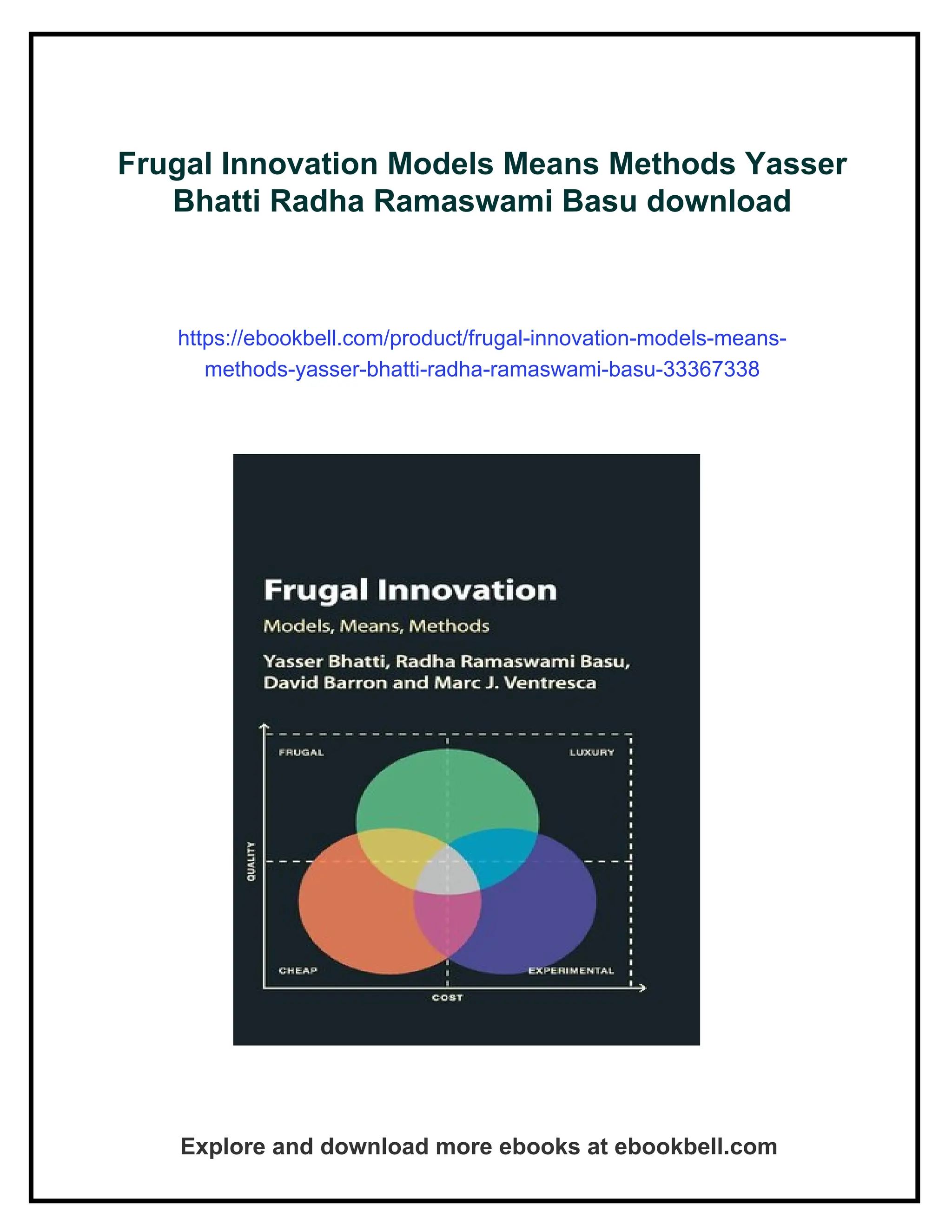 Frugal Innovation Models Means Methods Yasser Bhatti Radha Ramaswami ...