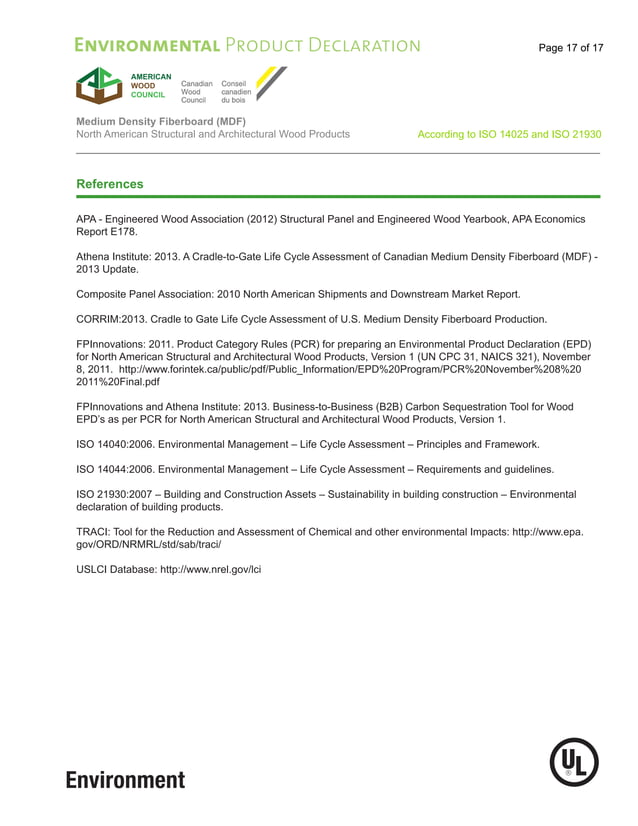 iMovR Environmental Product Declaration, American Wood Council | PDF