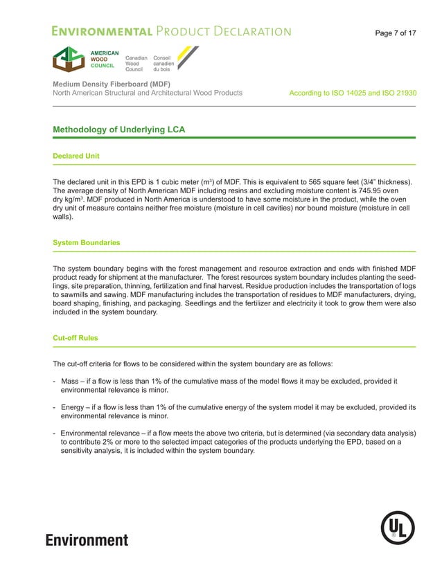 iMovR Environmental Product Declaration, American Wood Council | PDF