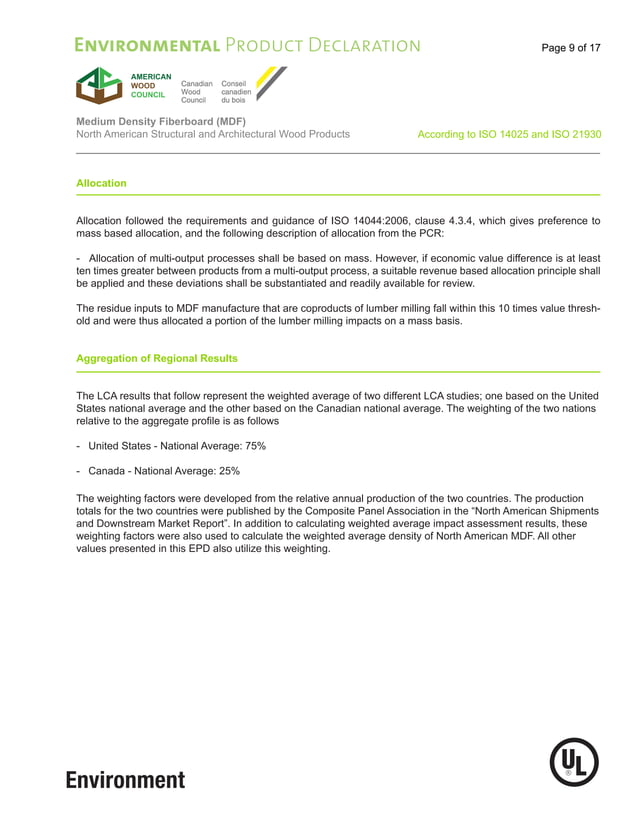 iMovR Environmental Product Declaration, American Wood Council | PDF