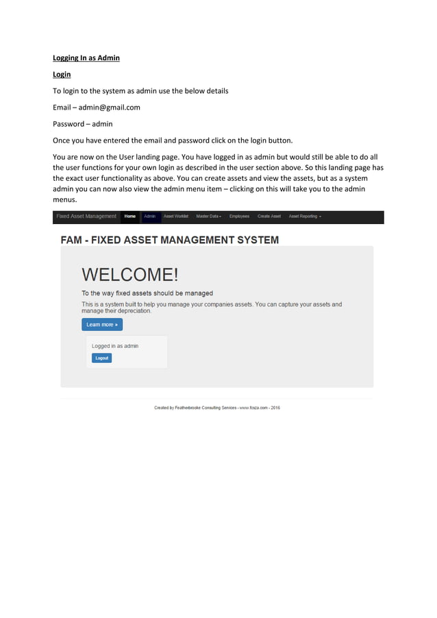 FAM - FixedAssetManagementSystemUserManual | PDF | Operating Systems ...