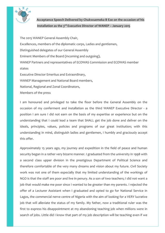 ED's acceptance speech | PDF