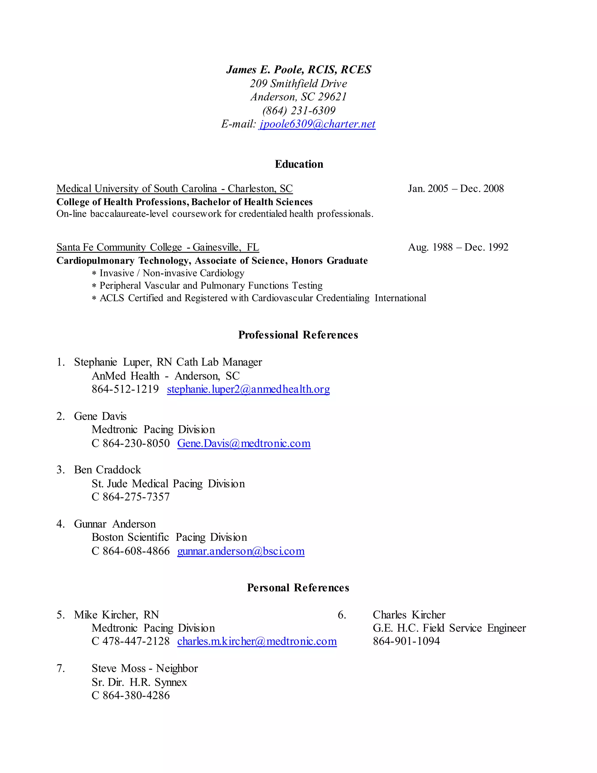 Resume 4-2012 | DOCX | Heart and Cardiovascular Diseases | Diseases and Conditions