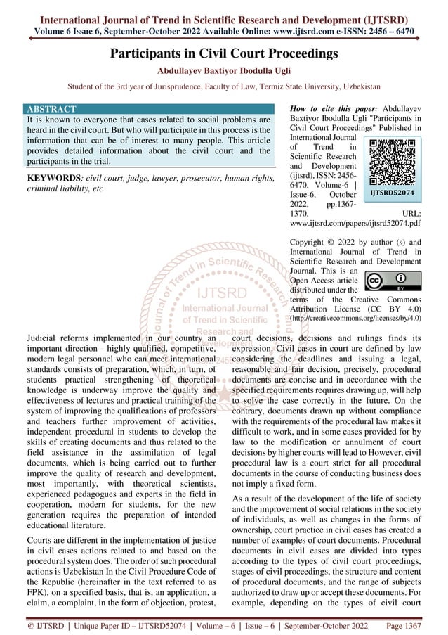 Participants in Civil Court Proceedings | PDF