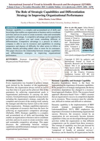 The Role of Strategic Capabilities and Differentiation Strategy in ...