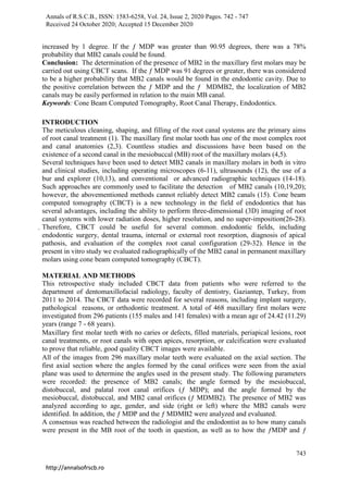 Radiographic Evaluation of the MB2 Canal in Permanent Maxillary Molars ...