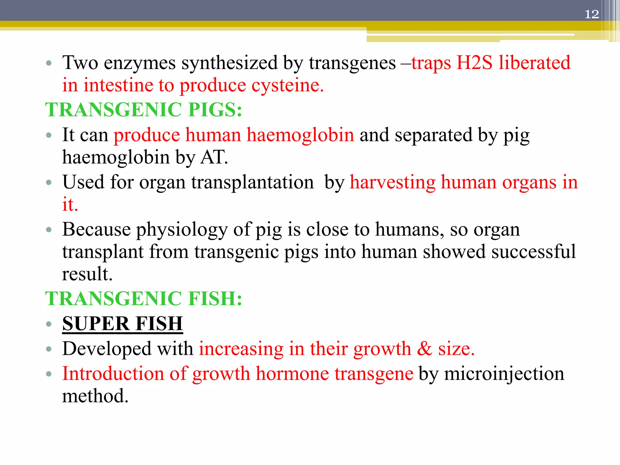 TRANSGENIC ANIMALS AND ITS APPLICATION | PPTX